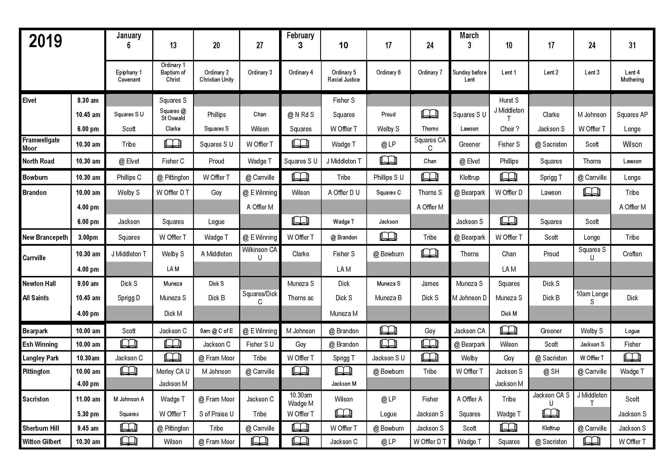 Preaching Plan April to June 2019 January to March 2019 – Durham and ...