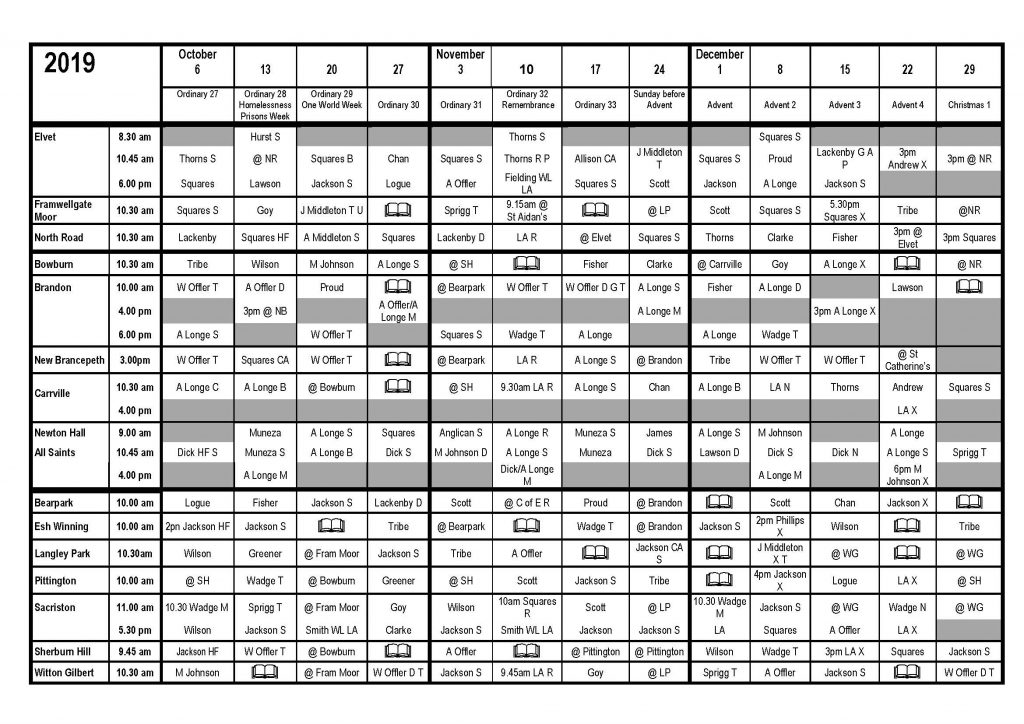 Preaching Plan: October to December 2019 and July to September 2019 ...