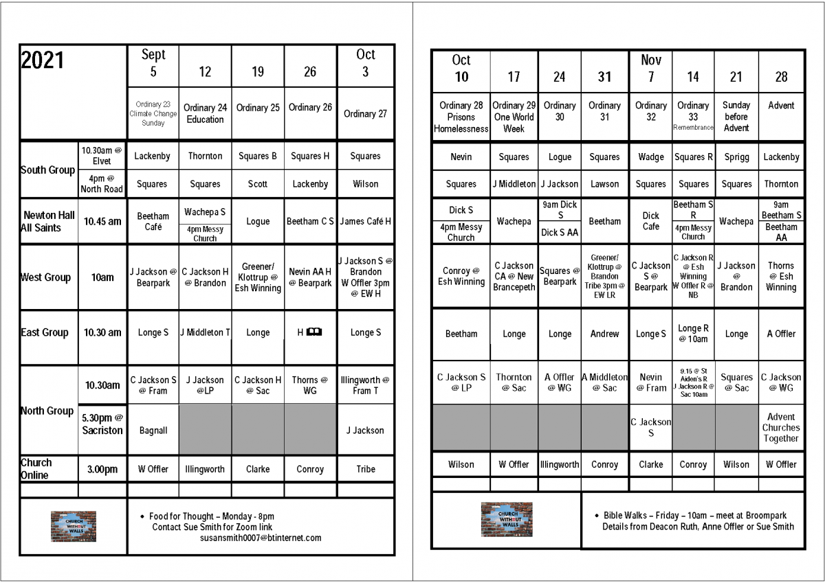 Preaching Plan: Feb to March and April to June 2022 – Durham and ...